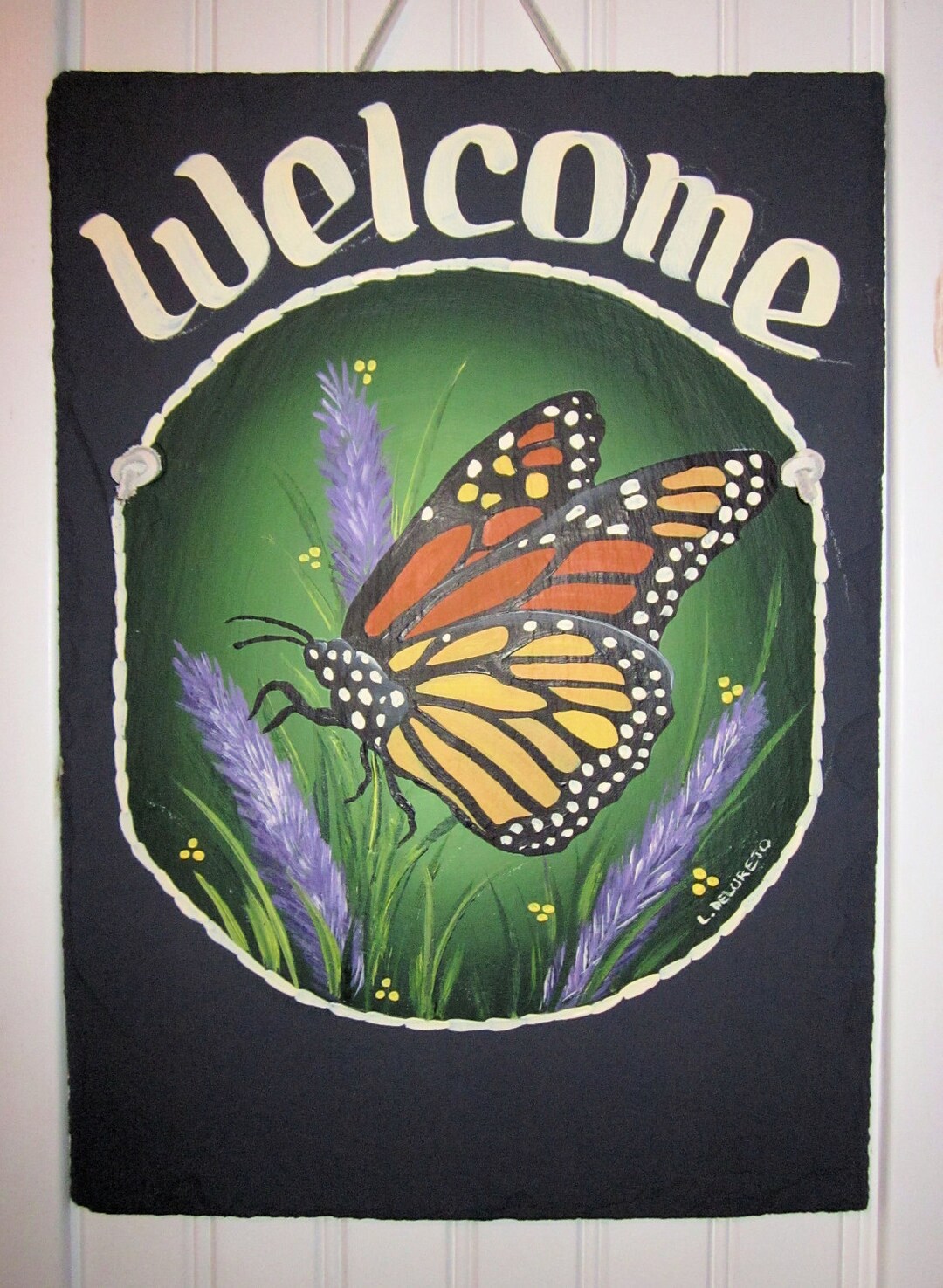 Butterfly Sign, Decorative Garden Slate, Hand Painted Personalized ...