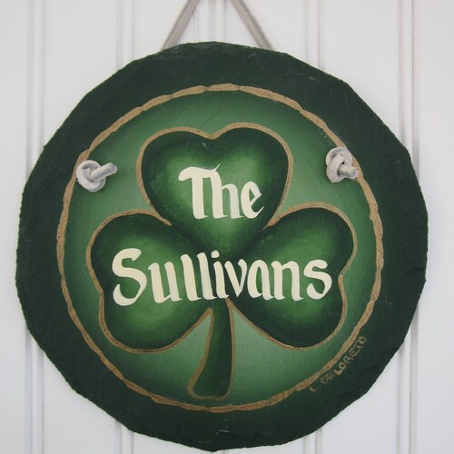 Handpainted Personalized Irish Shamrock Slate Welcome Sign - Etsy