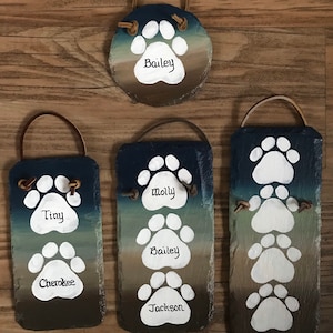 2 Handpainted Personalized Pawprint Pet Name Plates, Dog or Cat ...