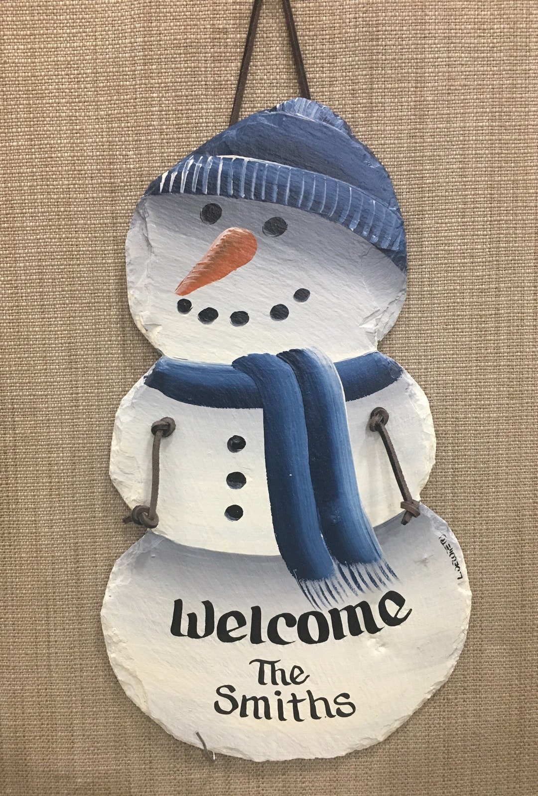 Handpainted Handcut Personalized Snowman Slate Welcome Sign for Winter ...