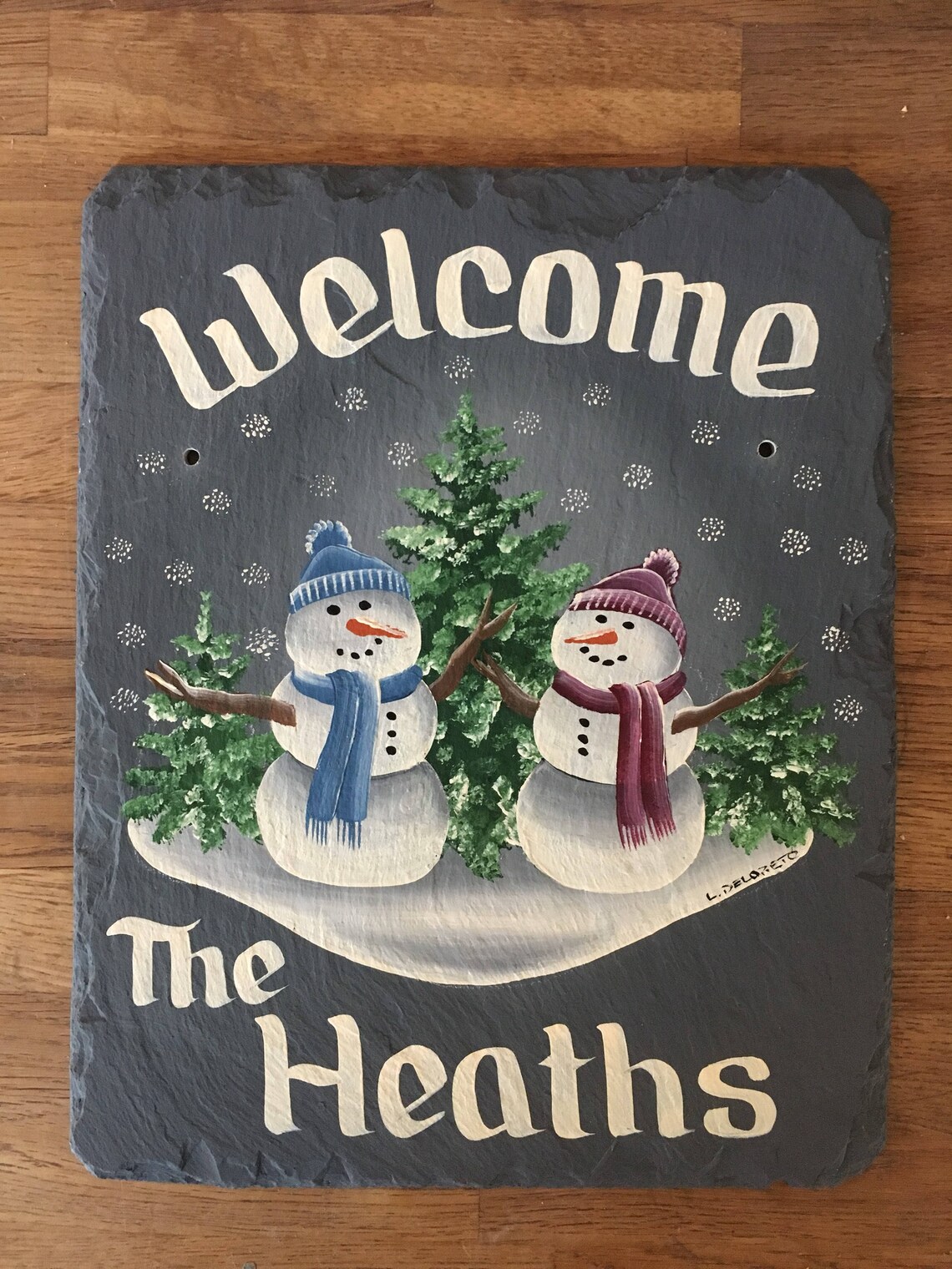 Hand Painted Sign Personalized Snowmen Slate Welcome Snowman - Etsy