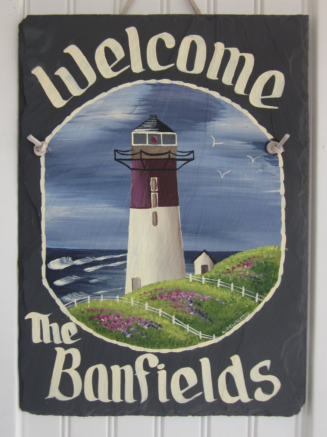 Hand Painted Sign, Personalized Lighthouse, Decorative Nautical Sign ...
