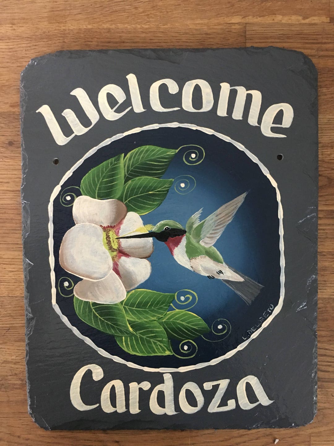 Hand Painted Sign, Personalized Slate, Hummingbird Flower Sign, Slate ...