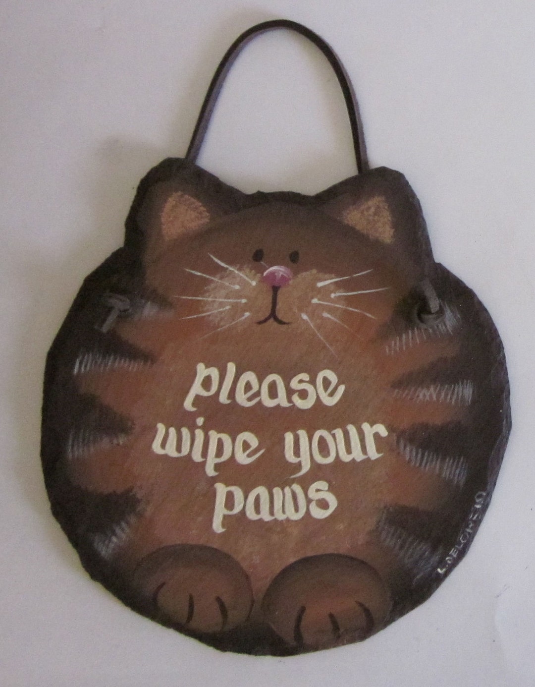 Handpainted Personalized Orange Tabby Cat Slate Welcome Sign - Etsy