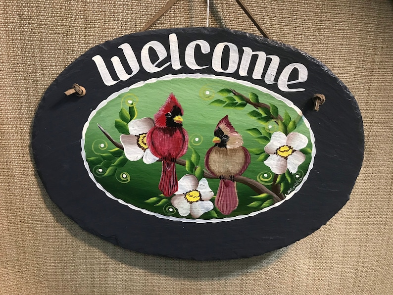Cardinal Oval Sign Handpainted Personalized Cardinal Sign - Etsy