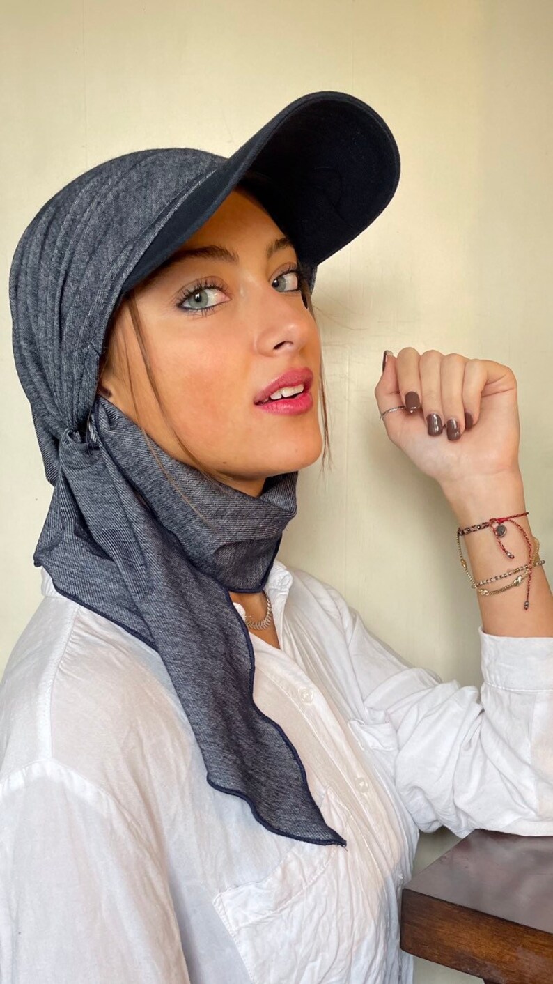 Modern Hijab Baseball Cap Scarf Denim Hat With Brim Denim - Etsy