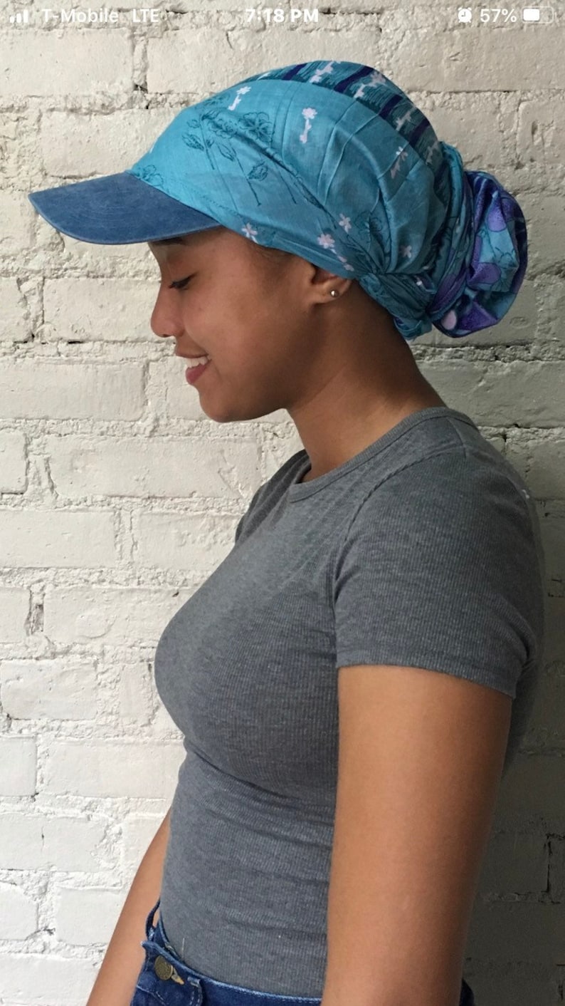 Cotton Hat With Brim Sun Visor Baseball Cap Hair Scarf to - Etsy