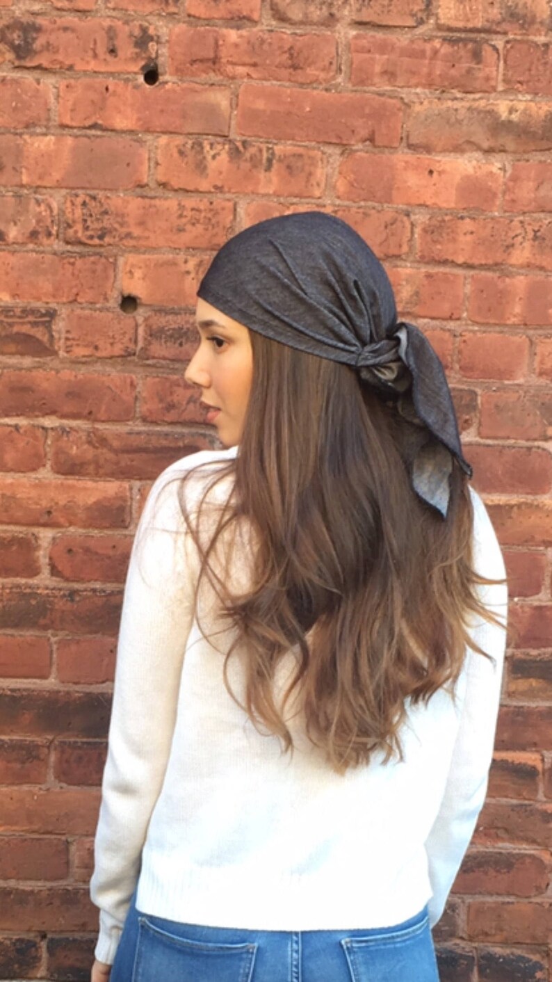 Denim Head Scarf Blue Hijab Soft Lightweight Stretchy Pre - Etsy