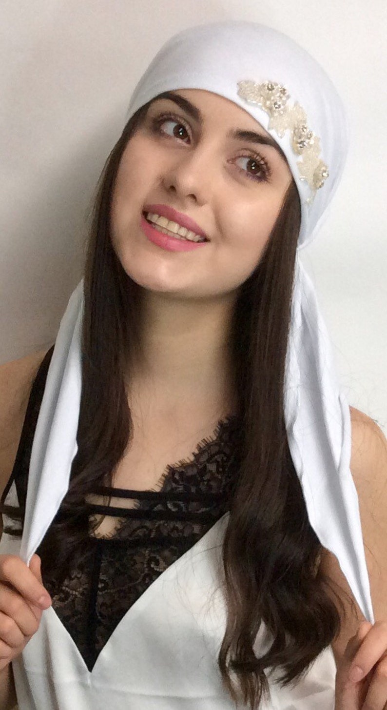 White Head Scarf for Woman White Hair Covering White - Etsy