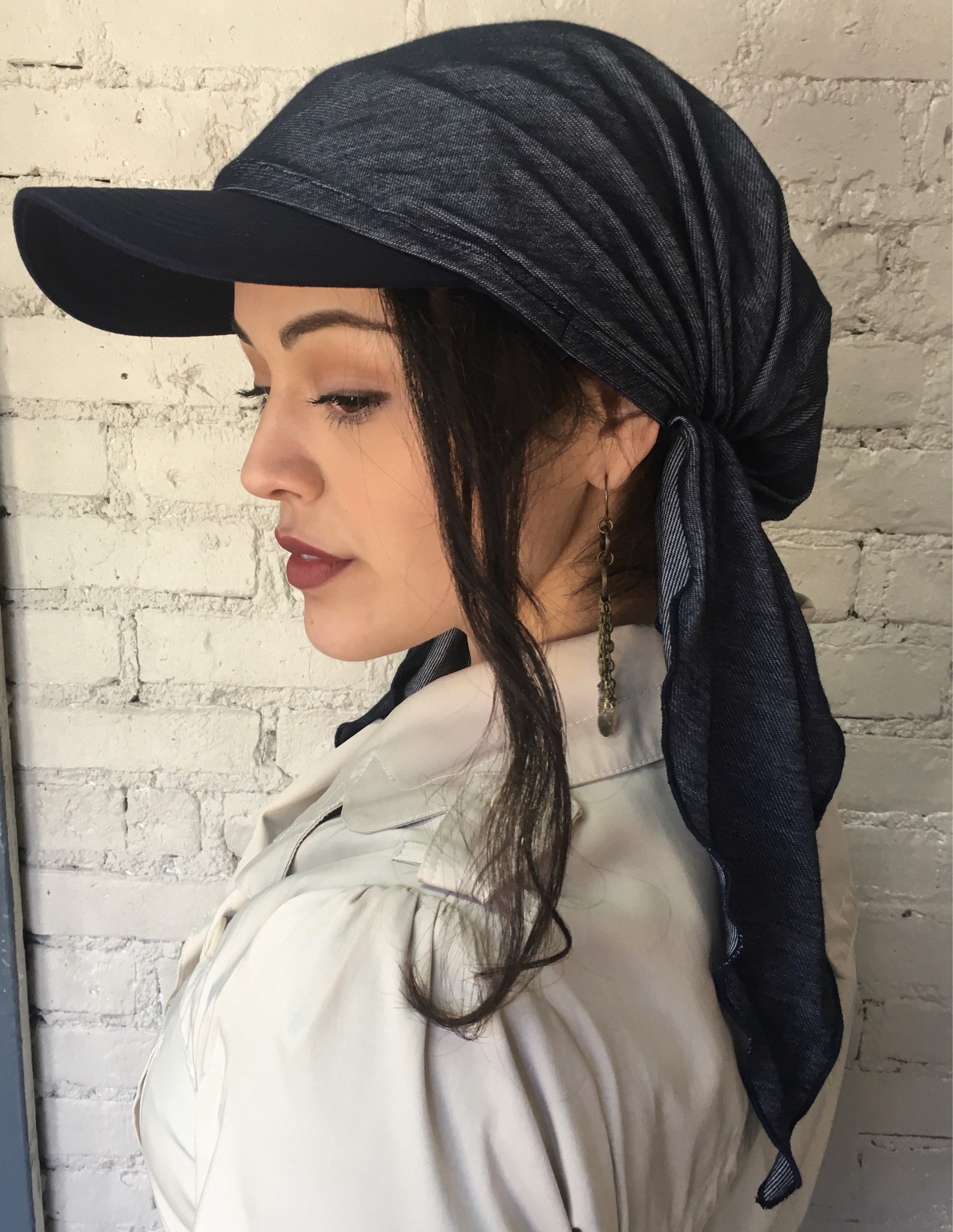 Modern Hijab Baseball Cap Scarf Denim Hat With Brim Denim - Etsy