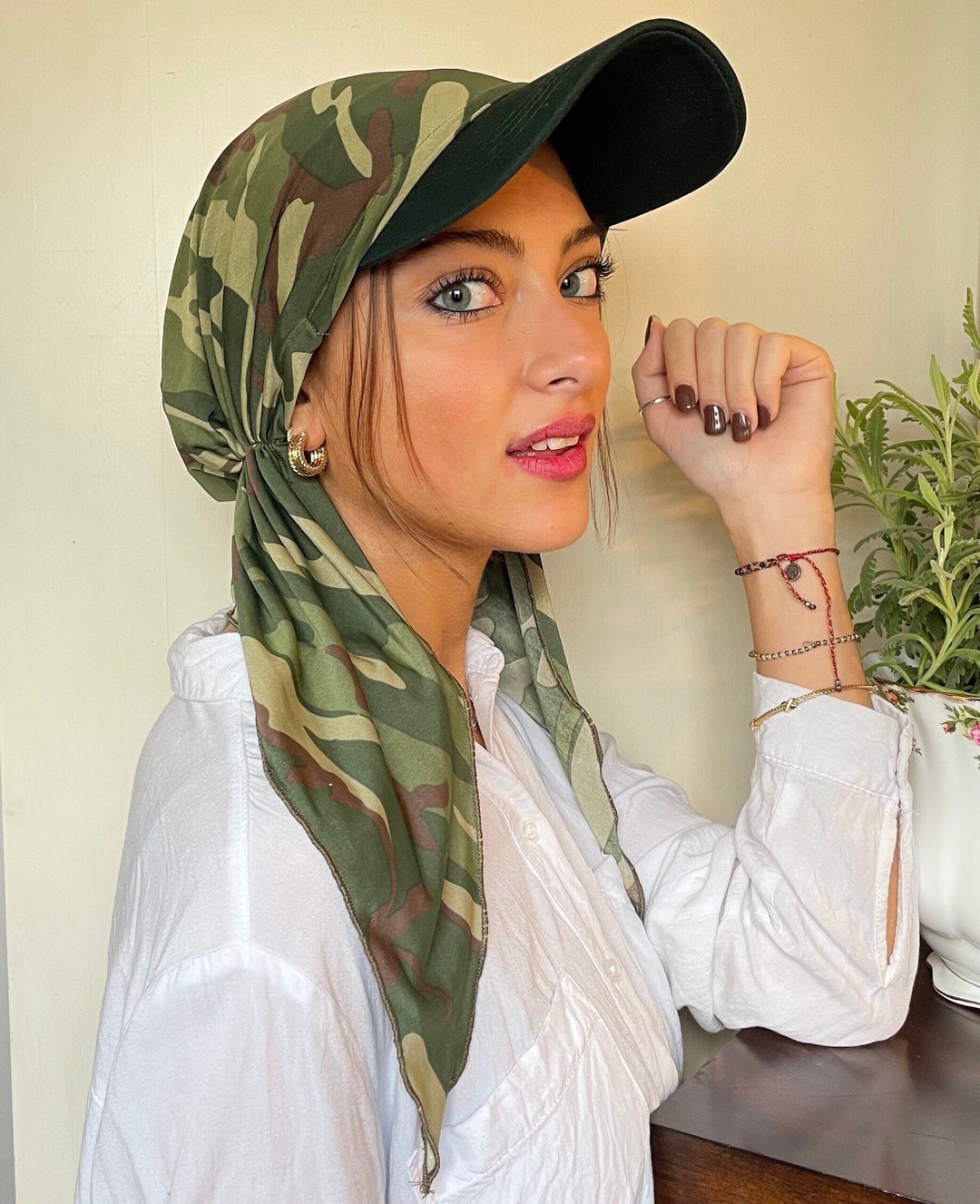 Headscarf for Women With Brim Army Hat Cap to Cover Hair Baseball Cap ...