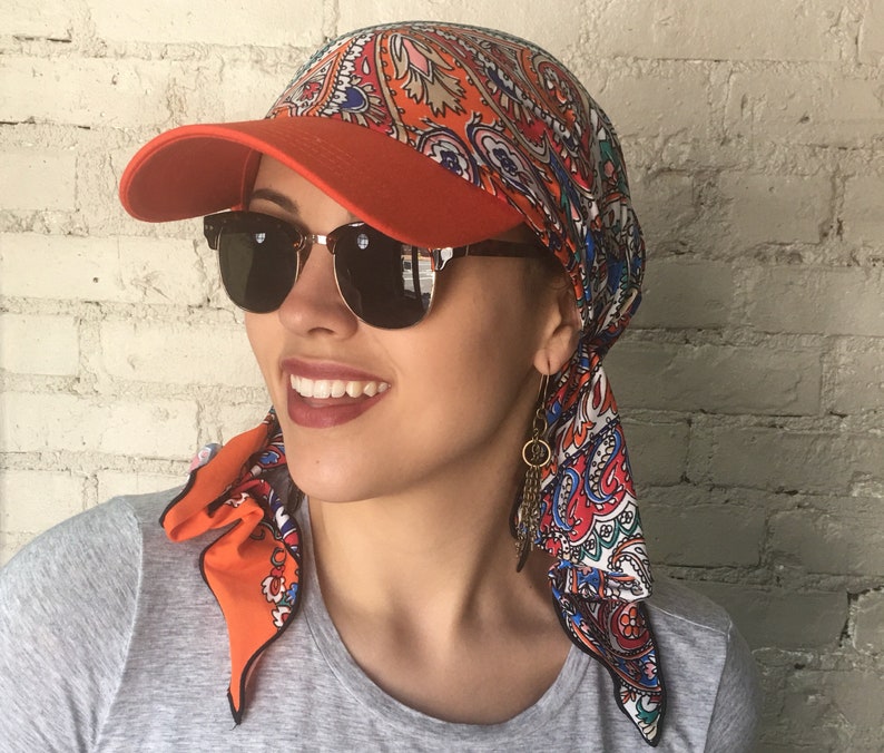 Orange Sun Hat | Cute Hat | Sun Visor Scarf | Casual Sport Headwear ...