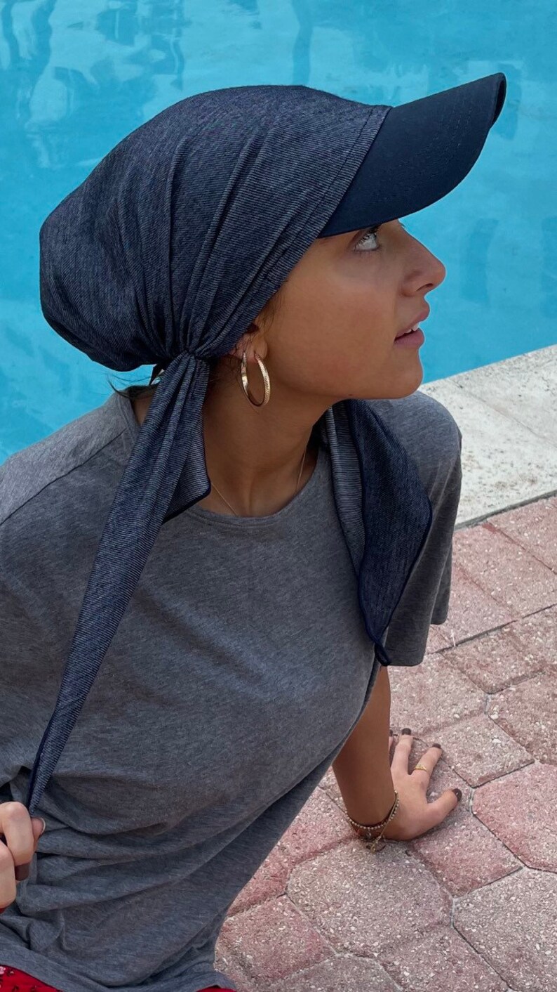 Modern Hijab Baseball Cap Scarf Denim Hat With Brim Denim - Etsy