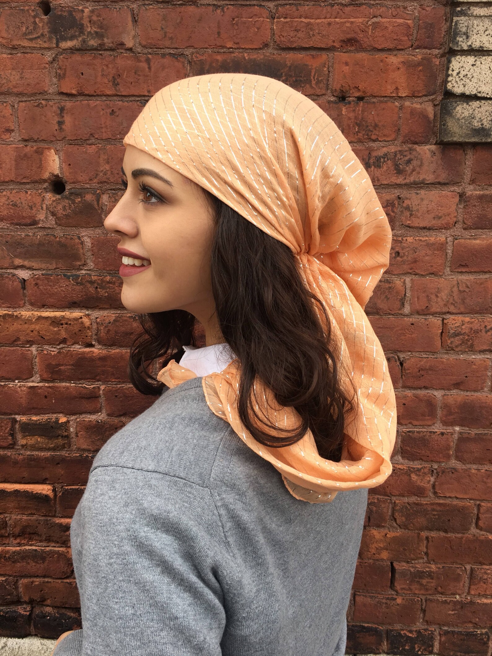 100% Cotton Head Scarf | Coral Tie Back Cap to Cover Your Head Conceal ...
