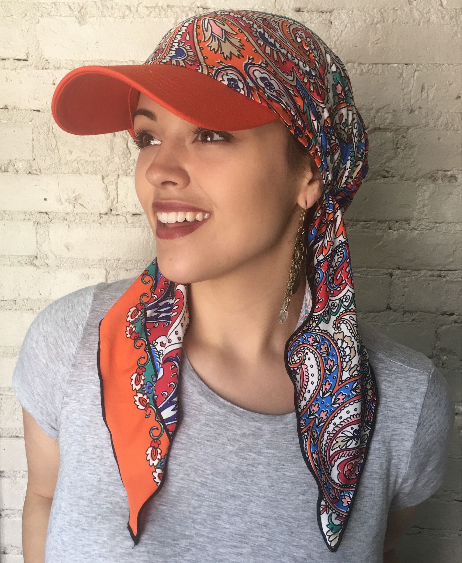 Orange Sun Hat Cute Hat Sun Visor Scarf Casual Sport - Etsy
