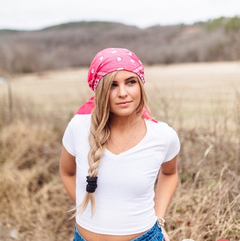 100% Cotton Head Scarf Tie Back Hat Modern Bandana Closed Pre Tied ...