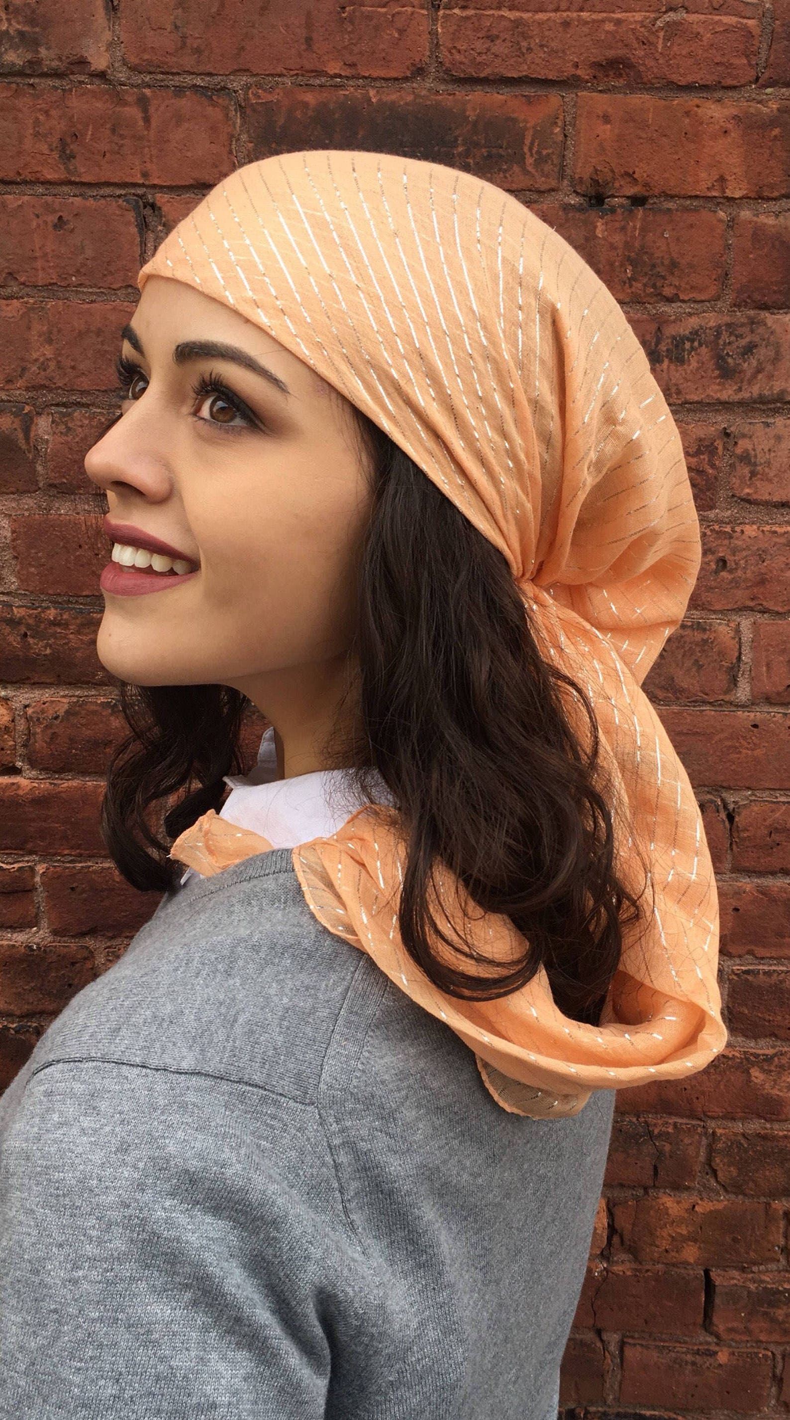 100% Cotton Head Scarf | Coral Tie Back Cap to Cover Your Head Conceal ...