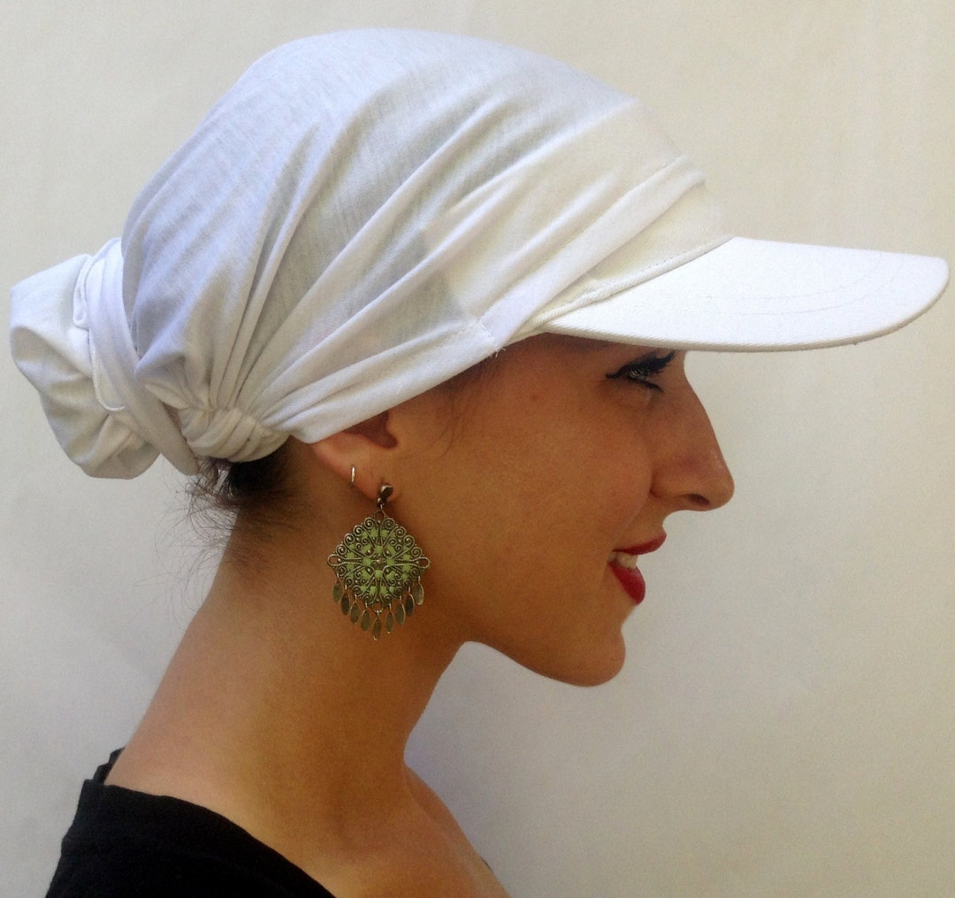 Black or White Durag Sun Visor With Pre Tied Turban Head Scarf Hijab ...