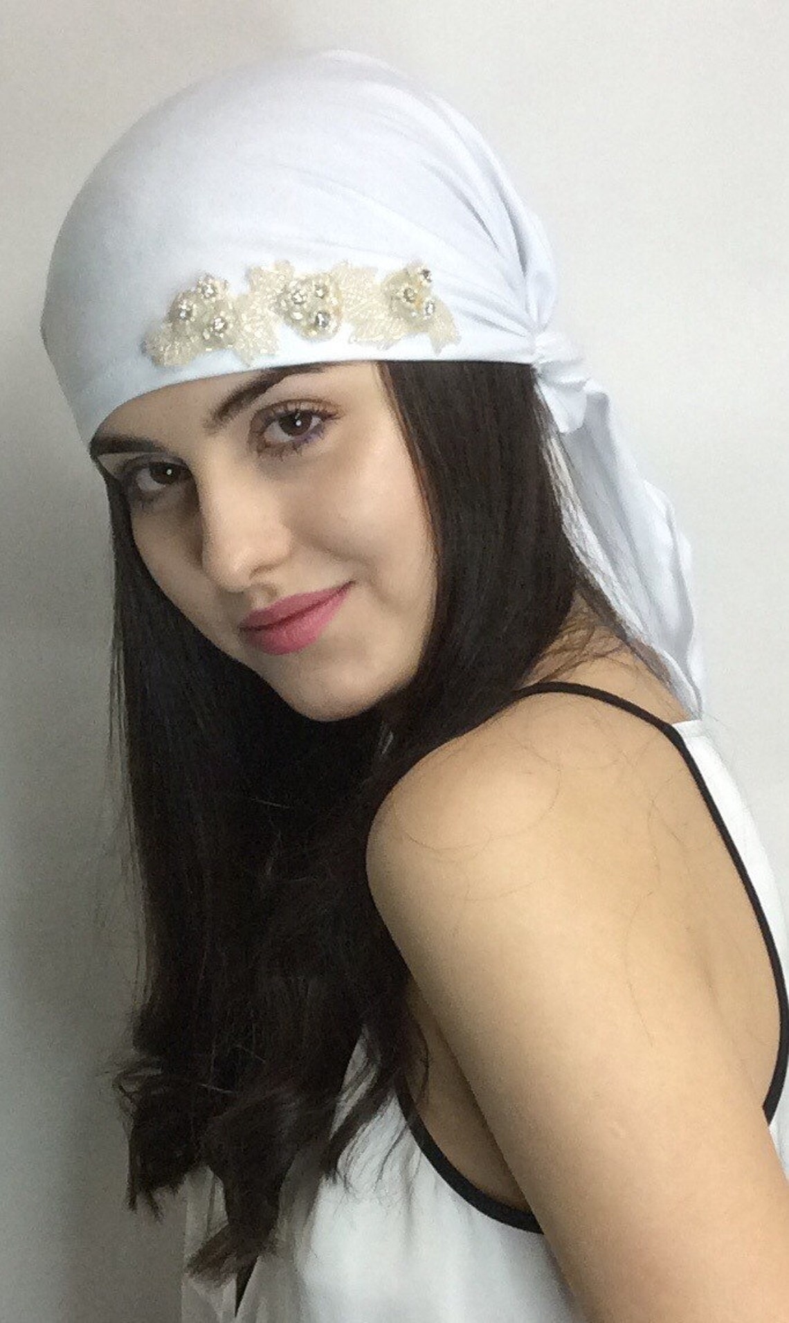 White Head Scarf for Woman | White Hair Covering | White Fashion Head ...