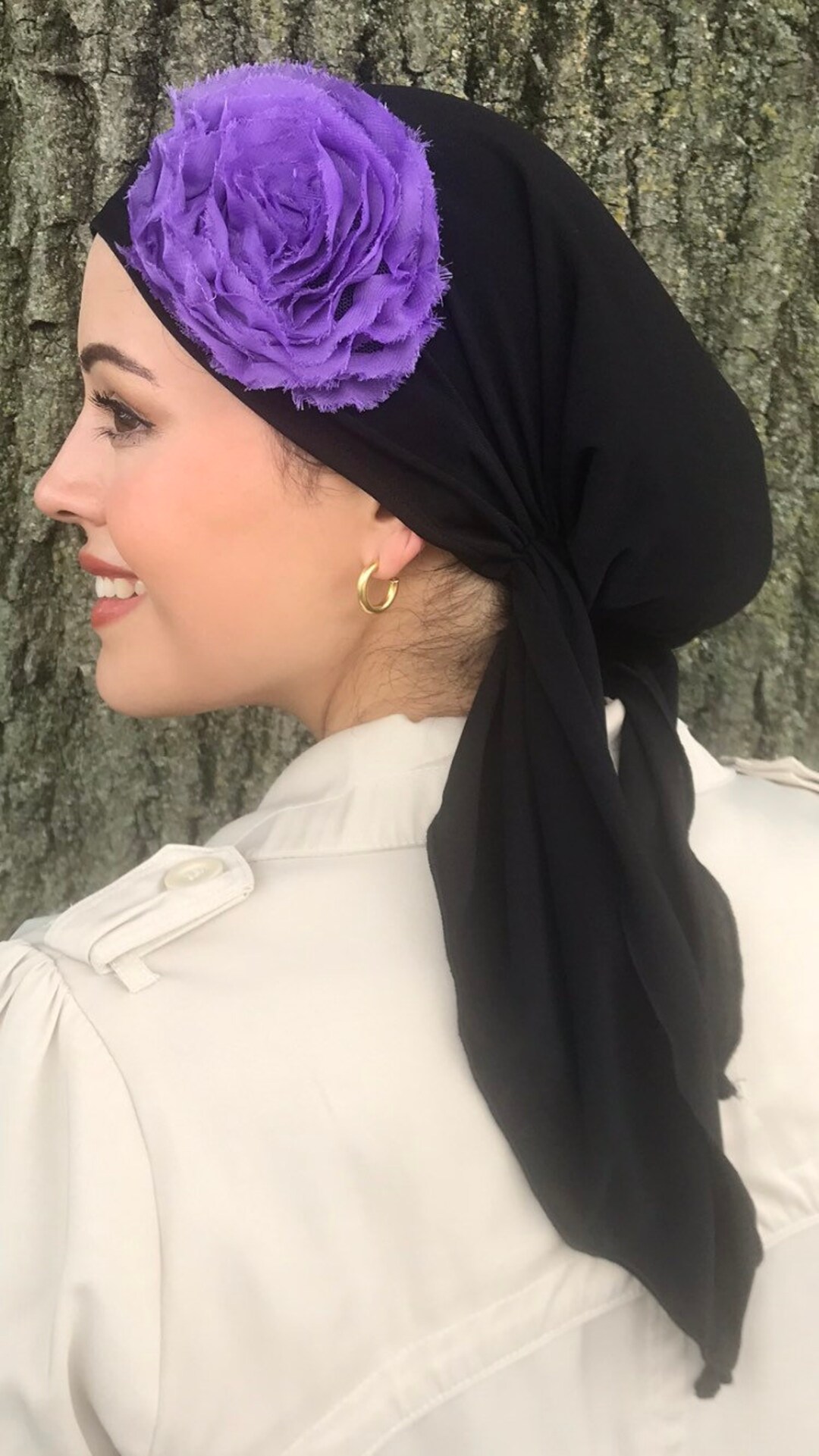 Cool Elegant Dressy Head Covering for Woman | Black Tie Back Hat Scarf ...