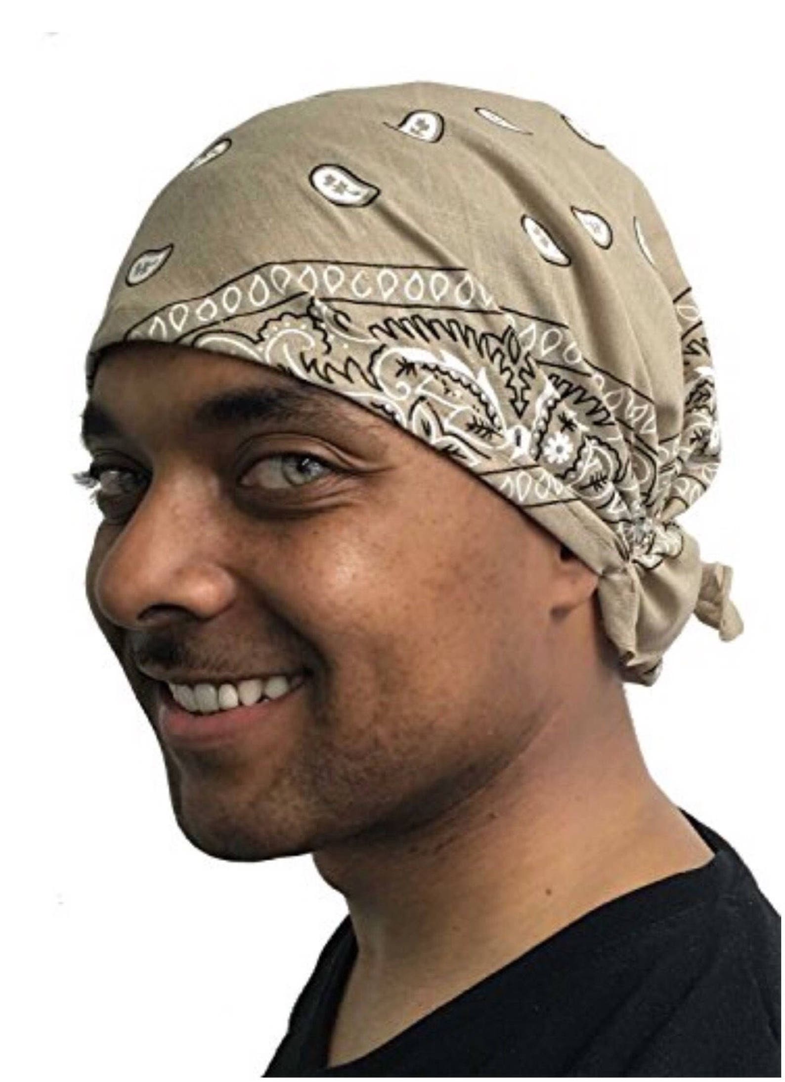 Head Cover for Men Pre Tied Bandana Slips on Like a Hat | Etsy