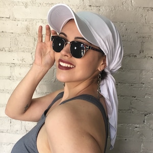 Black or White Durag Sun Visor With Pre Tied Turban Head Scarf Hijab ...