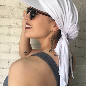 Black or White Durag Sun Visor With Pre Tied Turban Head Scarf Hijab ...
