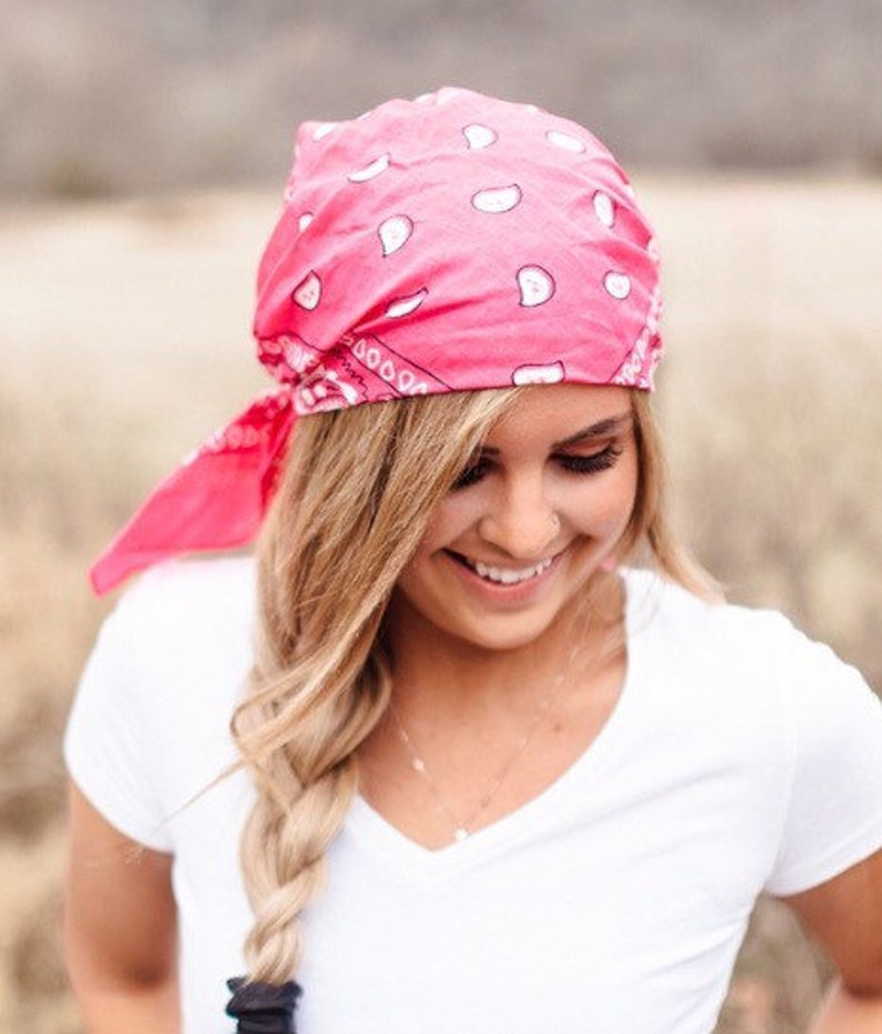 100% Cotton Head Scarf Tie Back Hat Modern Bandana Closed Pre Tied ...