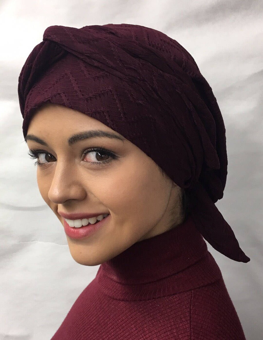 Burgundy Adjustable Head Covering | Modern Hijab | Tichel Head Cover ...
