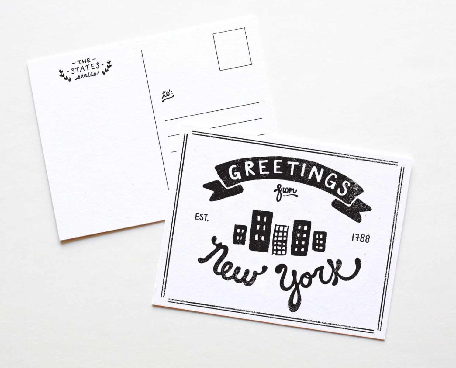 State of New York Postcard, Screenprinted - Etsy