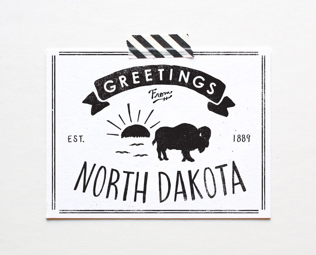 State of North Dakota Postcard - Etsy