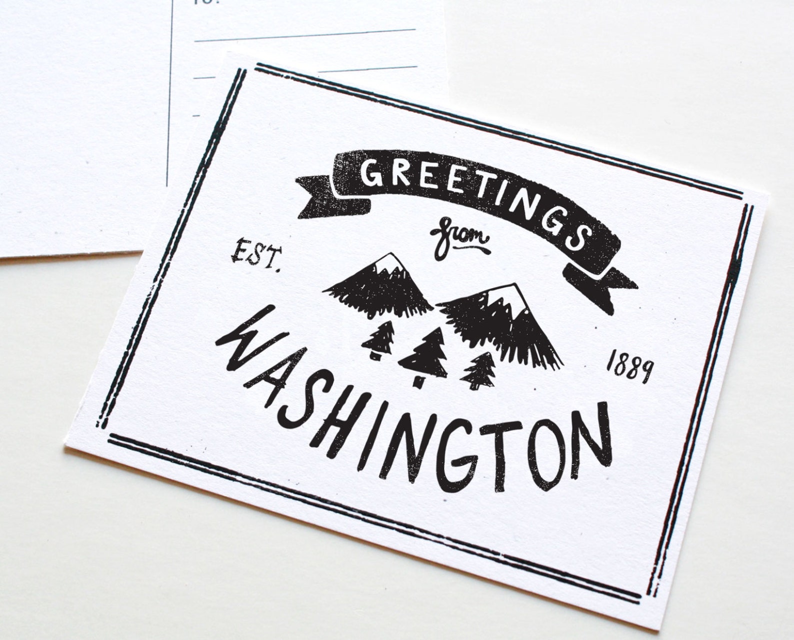 State of Washington Postcard, Screenprinted - Etsy