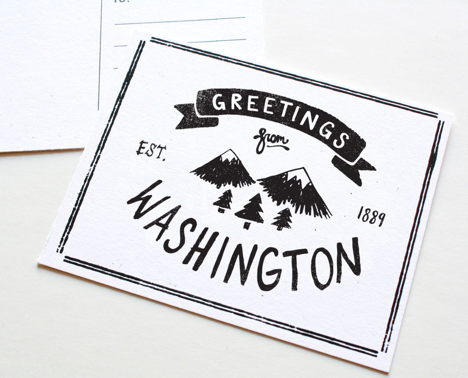 State of Washington Postcard, Screenprinted - Etsy