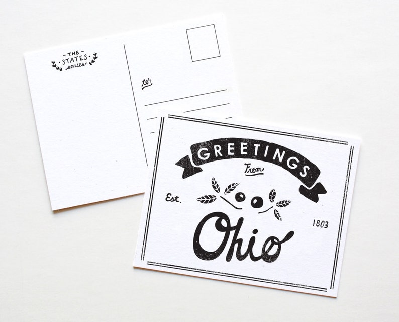 Screenprinted State of Ohio Postcard - Etsy