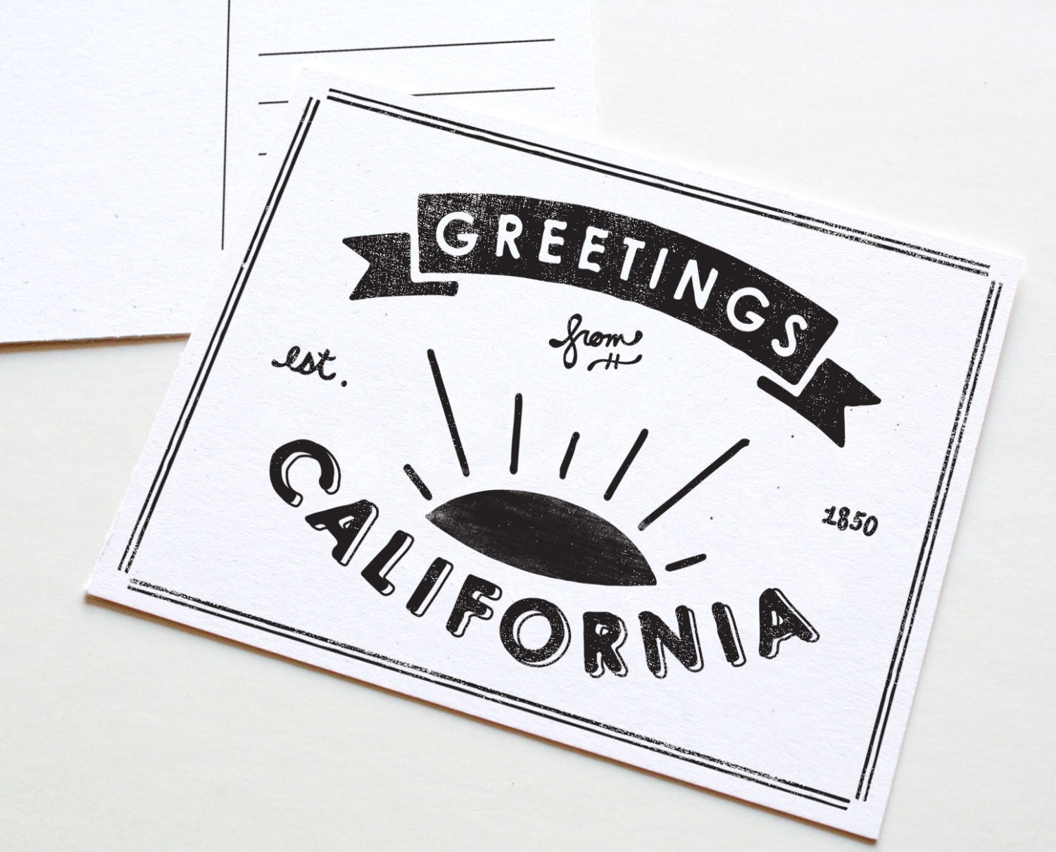 State of California Postcard, Screenprinted - Etsy