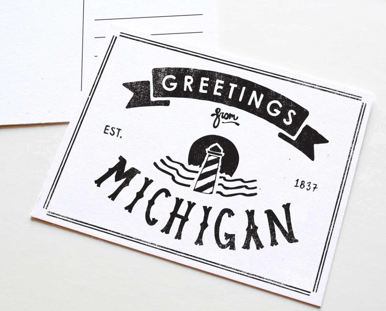 Screenprinted State of Michigan Postcard - Etsy