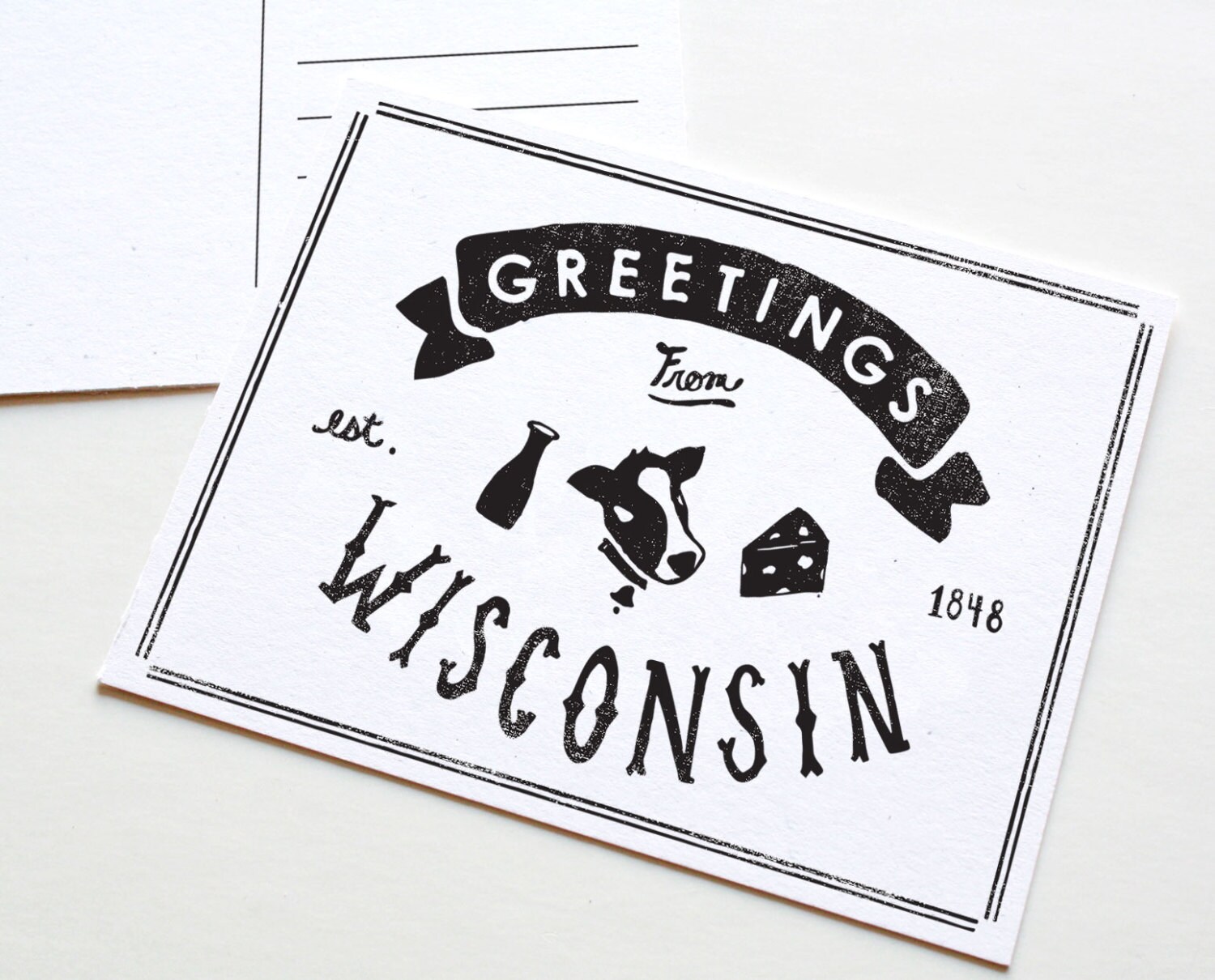 Screenprinted State of Wisconsin Postcard - Etsy