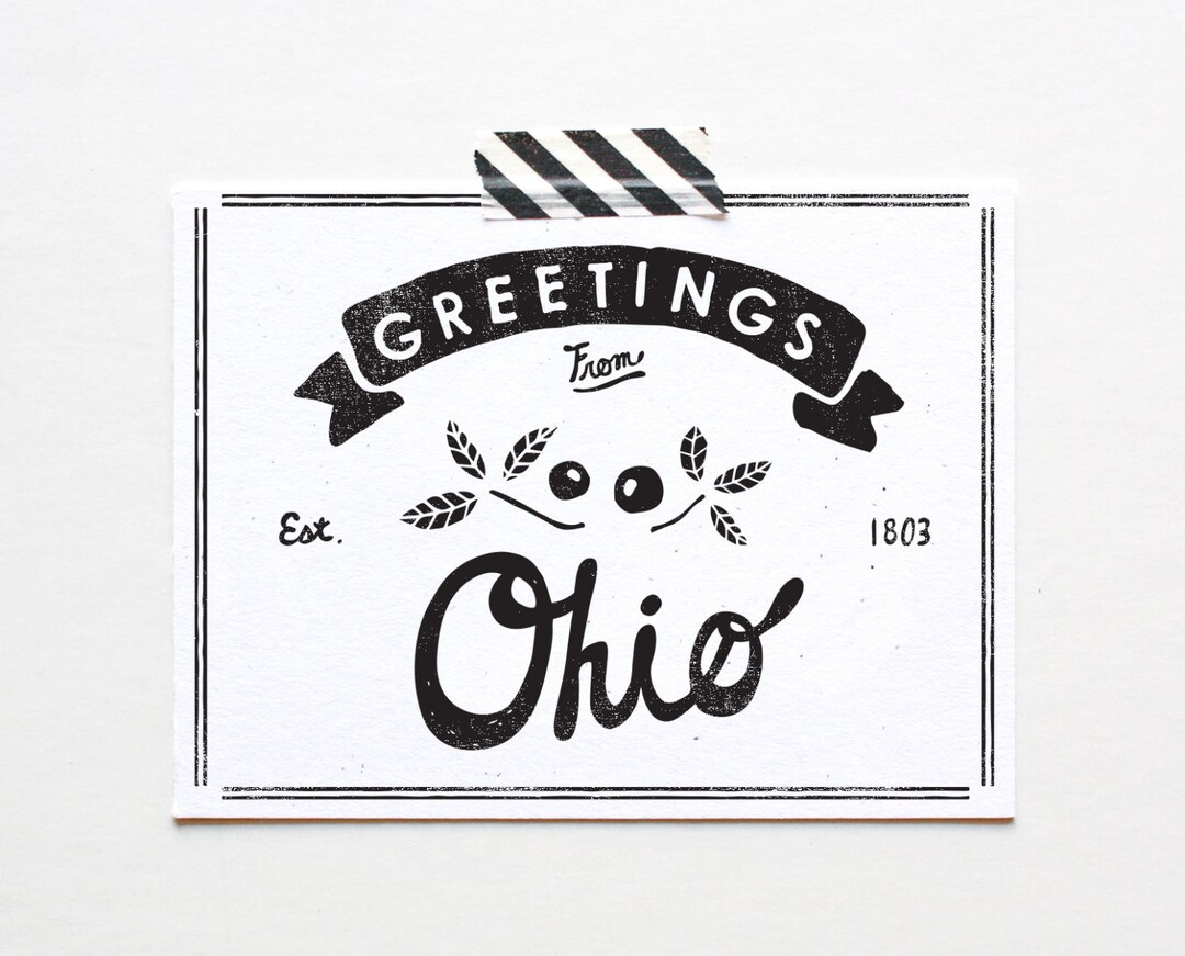 Screenprinted State of Ohio Postcard - Etsy