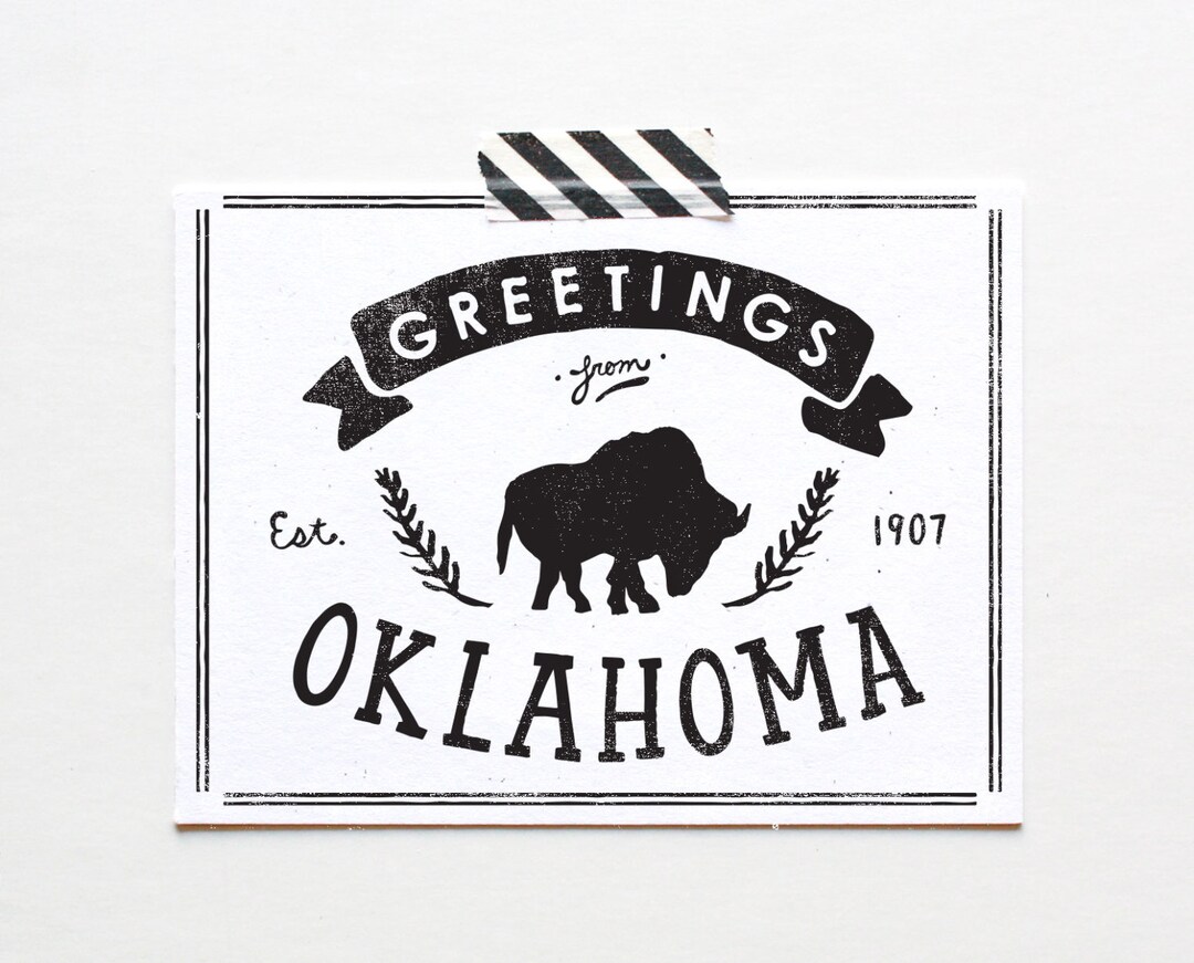 Screenprinted State of Oklahoma Postcard - Etsy