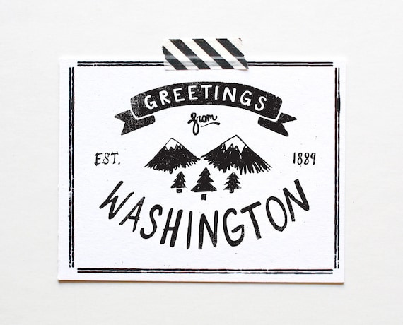State of Washington Postcard Screenprinted | Etsy