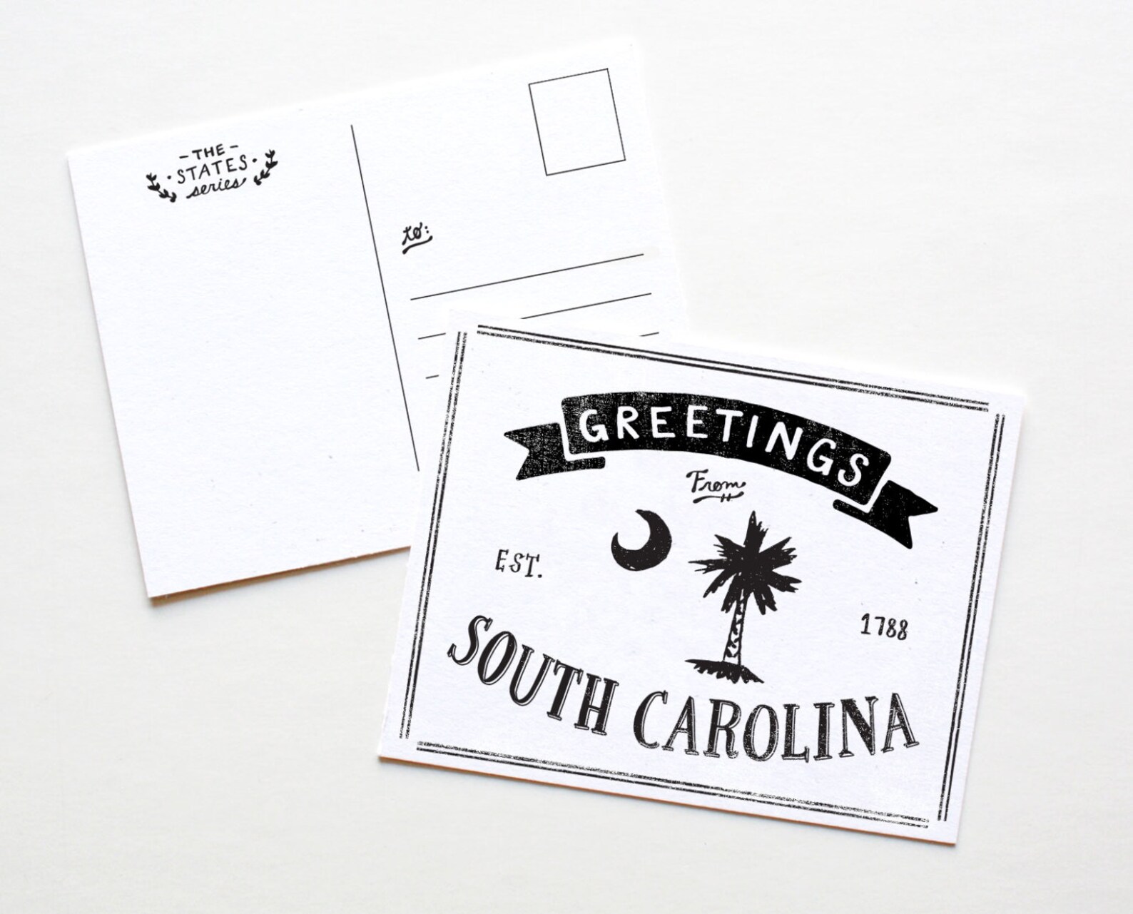 Screenprinted State of South Carolina Postcard - Etsy