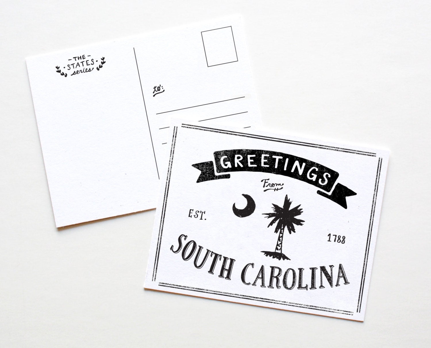 Screenprinted State of South Carolina Postcard - Etsy