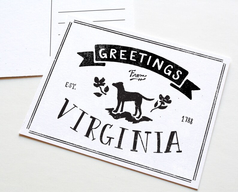 Screenprinted State of Virginia Postcard - Etsy
