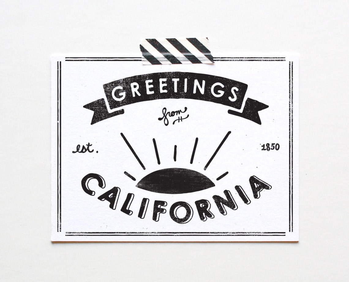 State of California Postcard, Screenprinted - Etsy