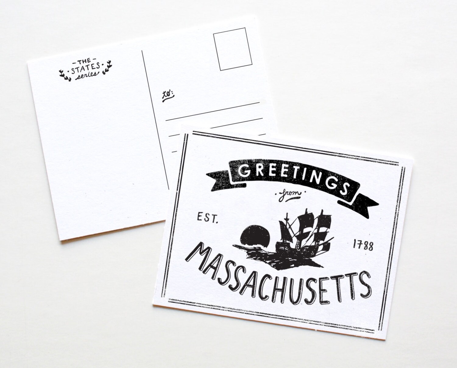 Screenprinted State of Massachusetts Postcard - Etsy