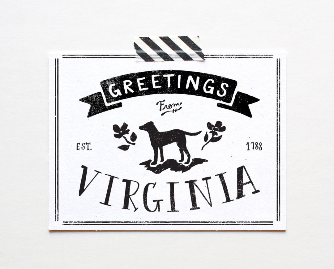 Screenprinted State of Virginia Postcard - Etsy
