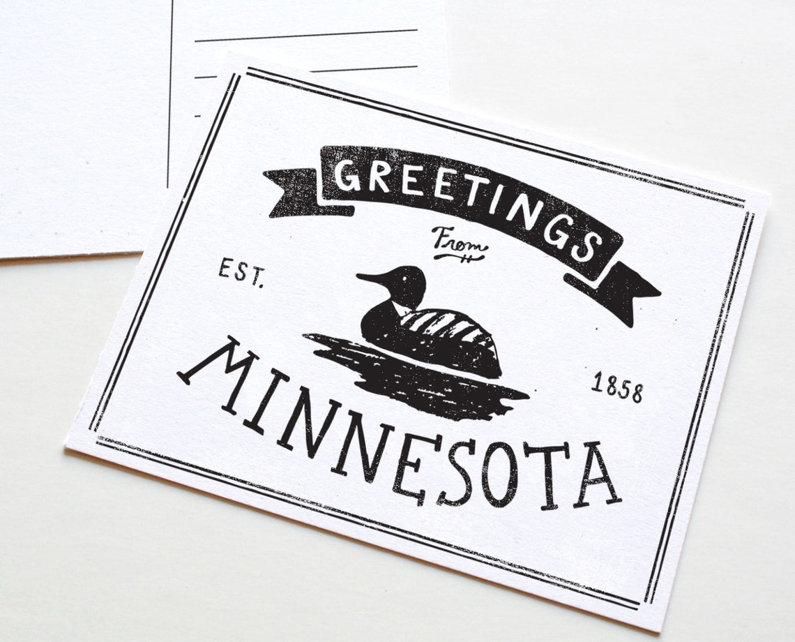 Screenprinted State of Minnesota Postcard - Etsy