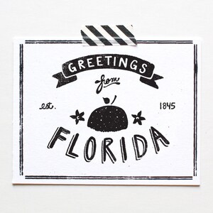 State of Florida Postcard, Screenprinted - Etsy