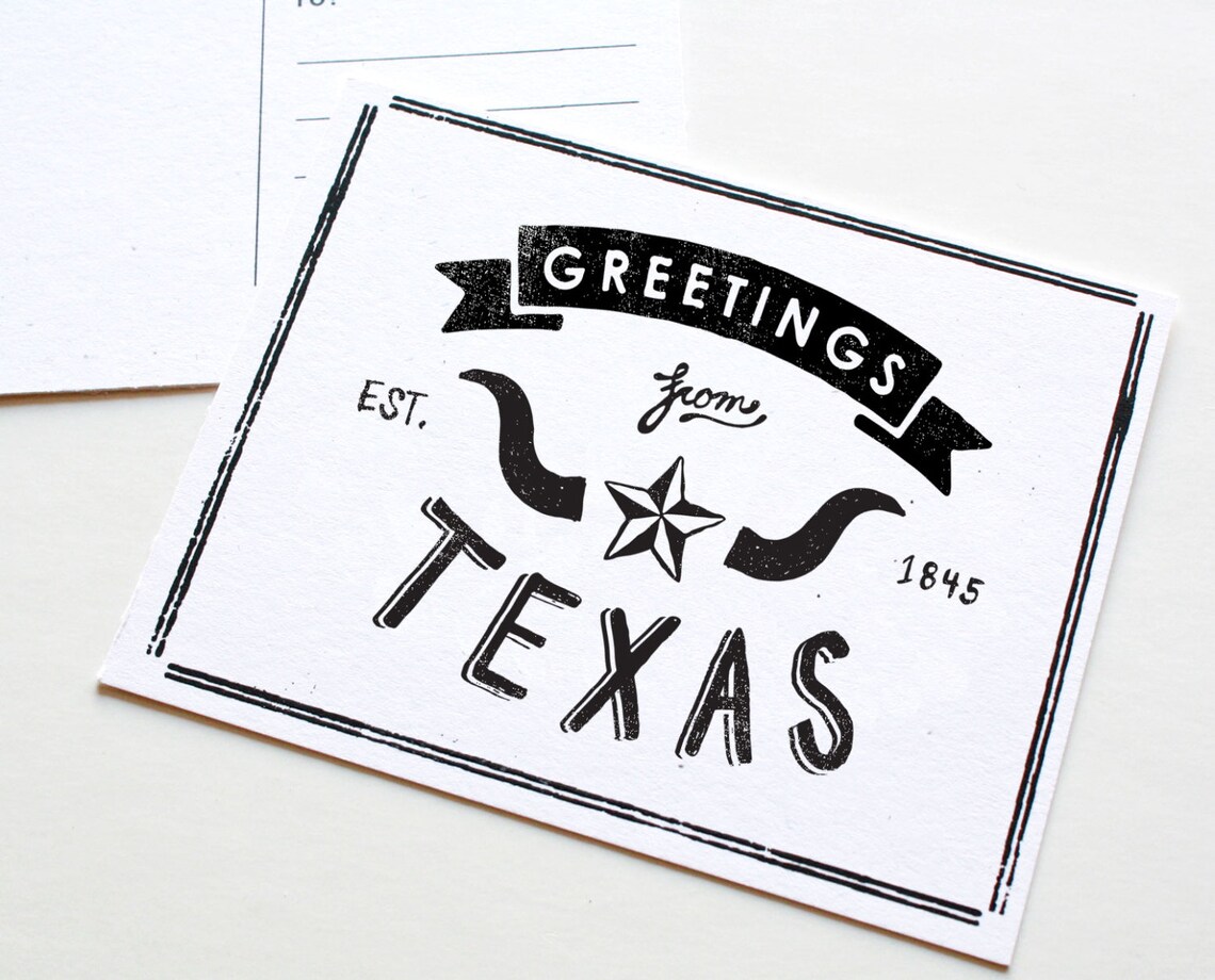 Screenprinted State of Texas Postcard - Etsy