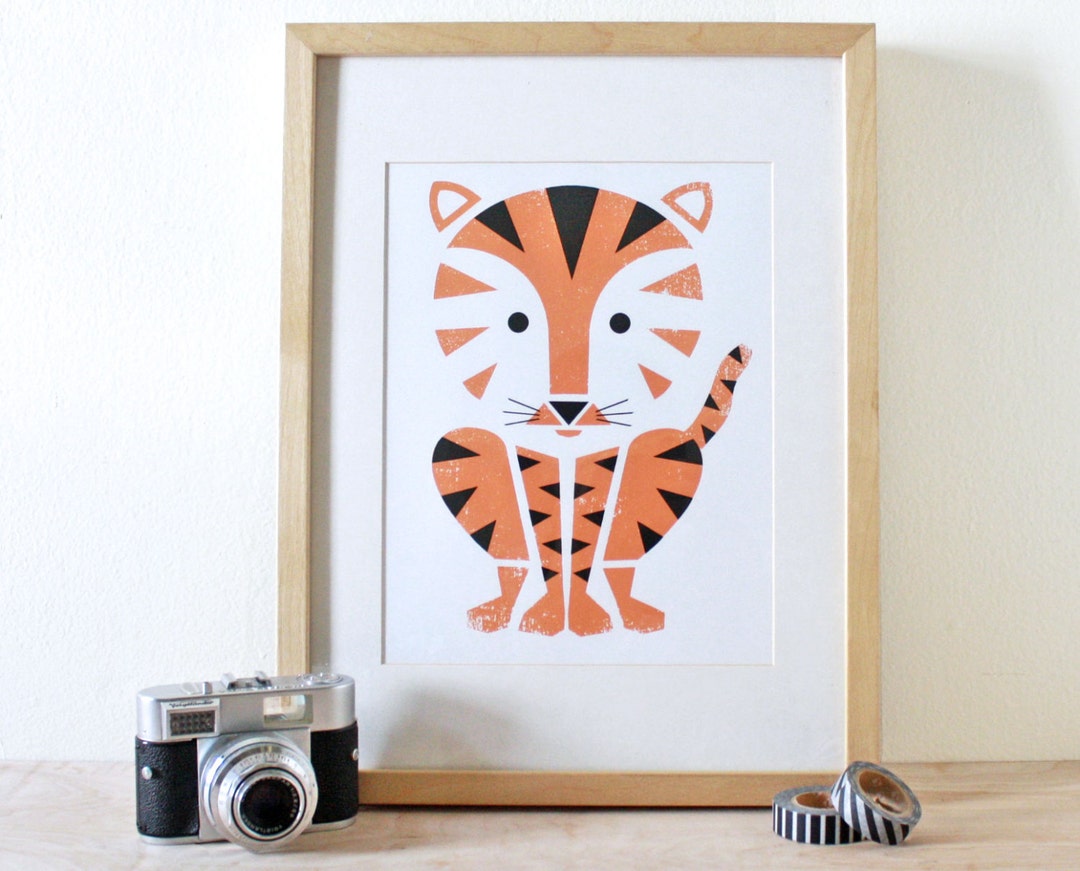Tiger Art Print- Screenprint- Kids Art - Etsy
